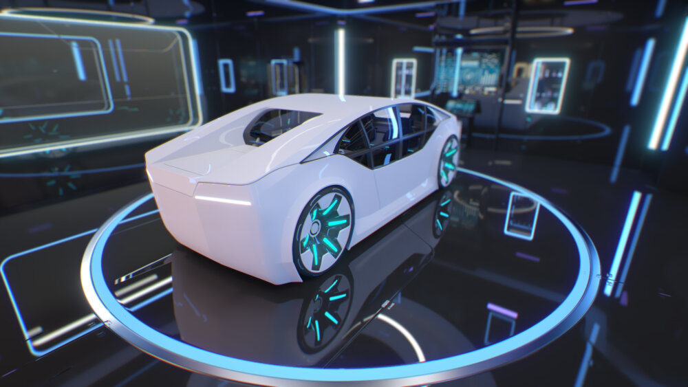 Self-driving White Car Concept with Interior 3D model - Download Sports ...