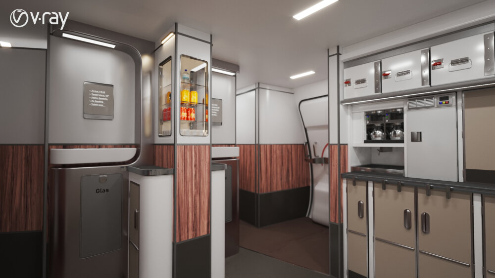 Interior de Avião Completo com Cabines de Todas As Classes Modelo 3D ...