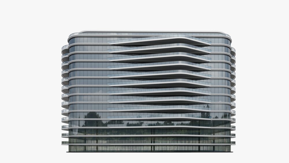 Curved Glass Residential Tower 3D model - Download Buildings on ...