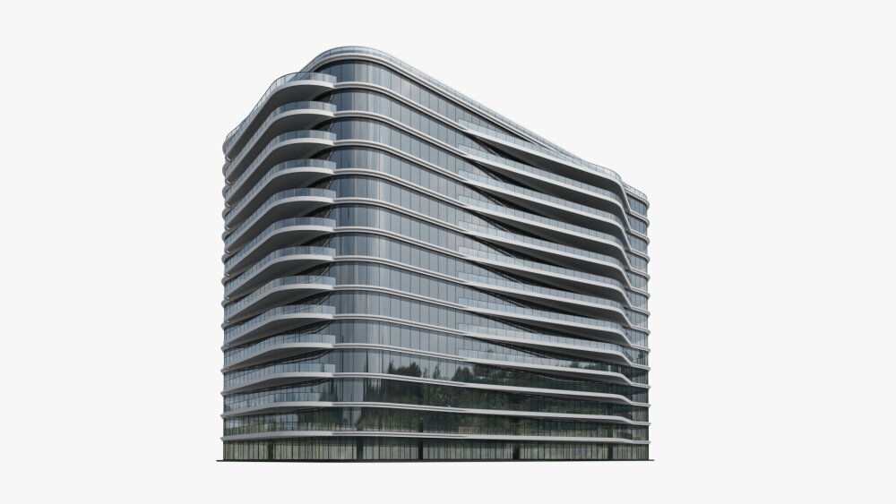 Curved Glass Residential Tower 3D model - Download Buildings on ...