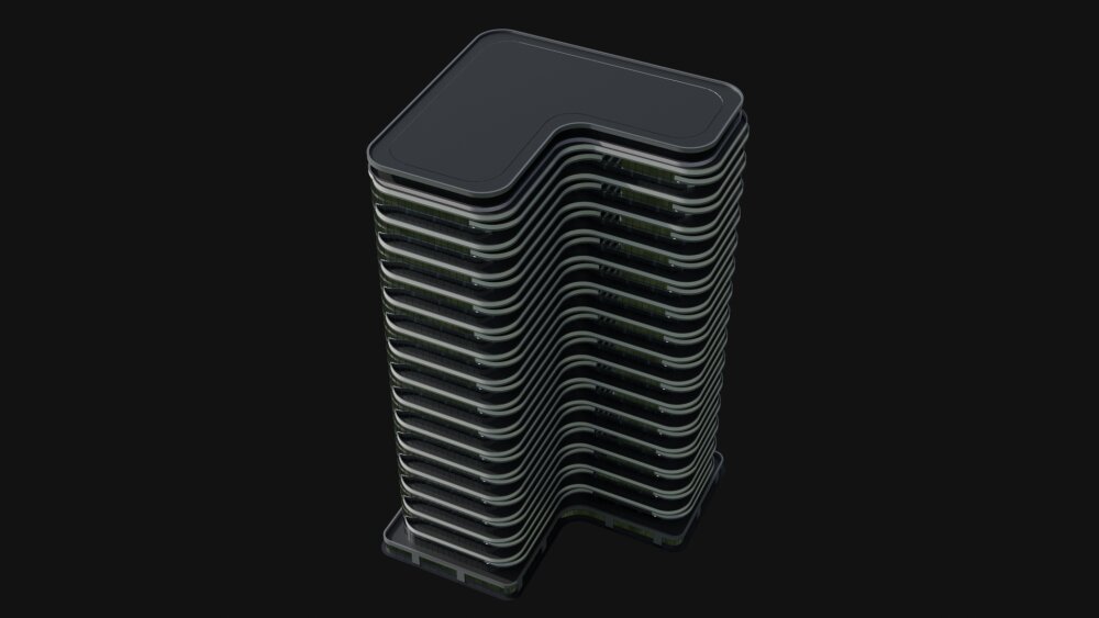 High-Rise Tower with Curved Facade Design 3D model - Download Buildings ...