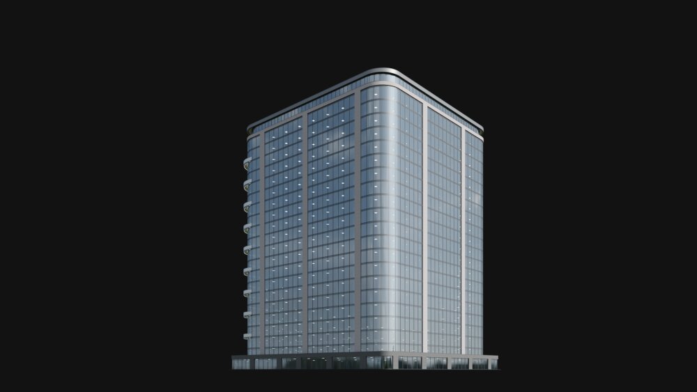 Curved High-Rise Building with Layered Facade 3D model - Download ...