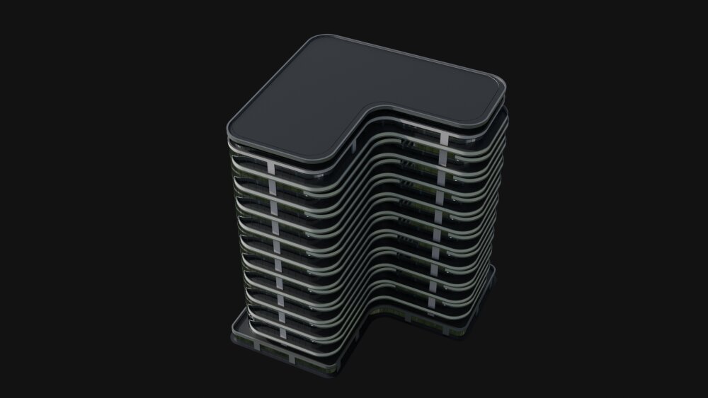 Curved High-Rise Building with Layered Facade 3D model - Download ...