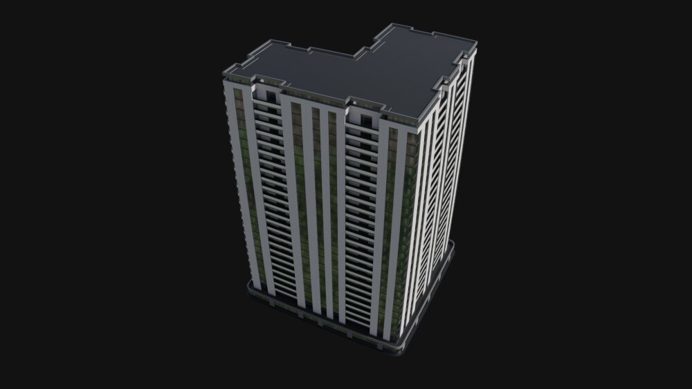 Twin Residential Towers with Glass Facades and Balconies 3D model ...