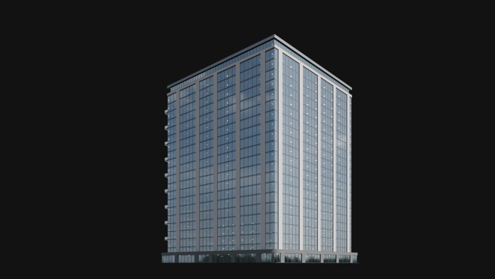 Skyscraper with Tiered Glass Facade 3D model - Download Buildings on ...