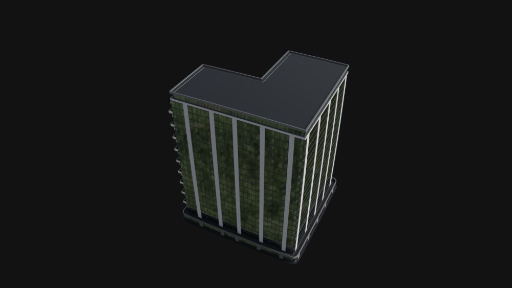Skyscraper with Tiered Glass Facade 3D model - Download Buildings on ...