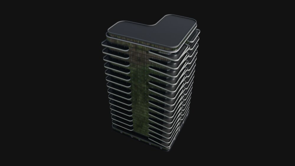 Curved Facade High-Rise Building 3D model - Download Buildings on ...