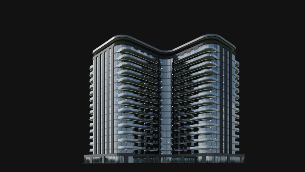 Curved Glass Facade High-Rise Building 3D model - Download Buildings on ...