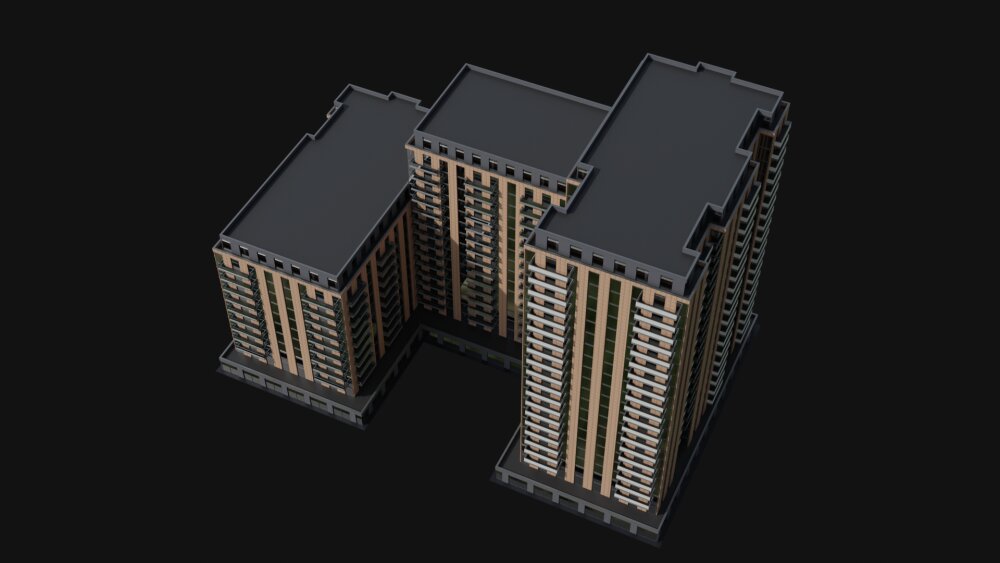 High-Rise Residential Complex with Balconies 3D model - Download ...