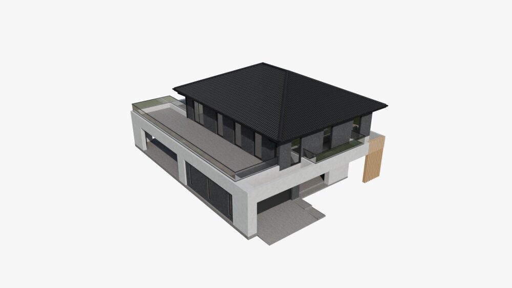Contemporary Two-story House 3D model - Download Buildings on 3DModels.org