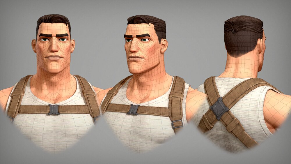 Cartoon Male Character Soldier Stan. Low-poly. Game Ready 3D model ...