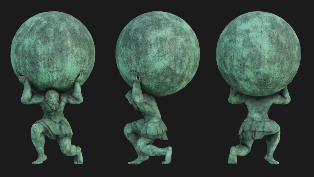 Atlas Statue Bronze Oxidized 3D model - Download Sculptures on 3DModels.org