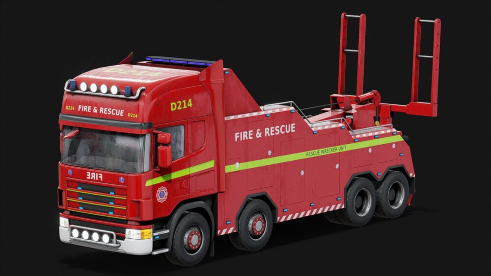 Fire and Rescue Wrecker Unit 3D model - Download Truck on 3DModels.org