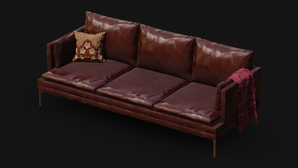 Leather Couch 3D model - Download Sofa on 3DModels.org