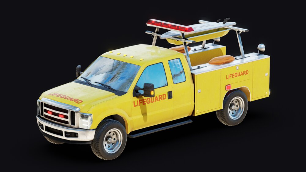 Life Guard Pick Up Truck 3D model - Download Pickup on 3DModels.org