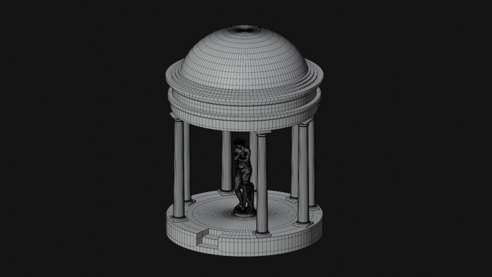 Circular Temple with A Statue 3D model - Download Buildings on 3DModels.org
