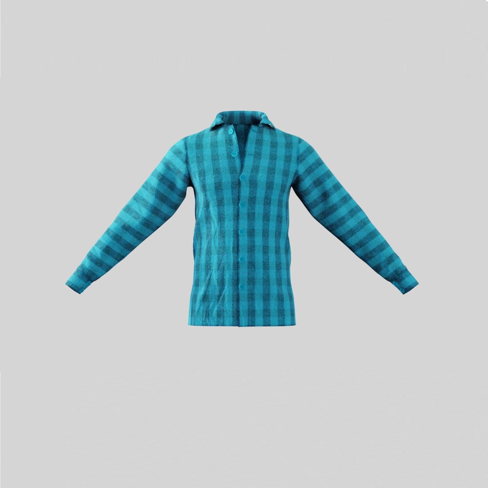 Male Shirt 01 Cyan Flannel Checkered 3D model - Download Shirts on ...