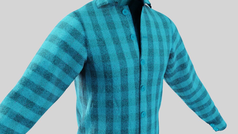 Male Shirt 01 Cyan Flannel Checkered 3D model - Download Shirts on ...
