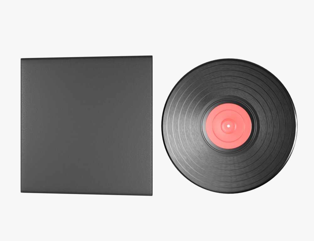 Vinyl Record with Black Cover and Red Label PBR 3D model - Download ...