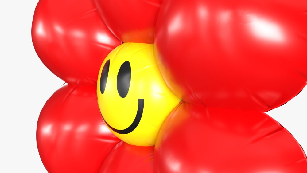 Balloon Inflatable Red Flower with Smiley PBR 3D model - Download Toys ...