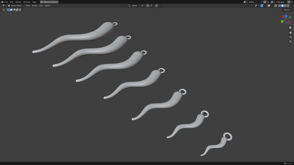 Pendant Collection with Curved Spiral Design 3D-modell - Ladda ner ...