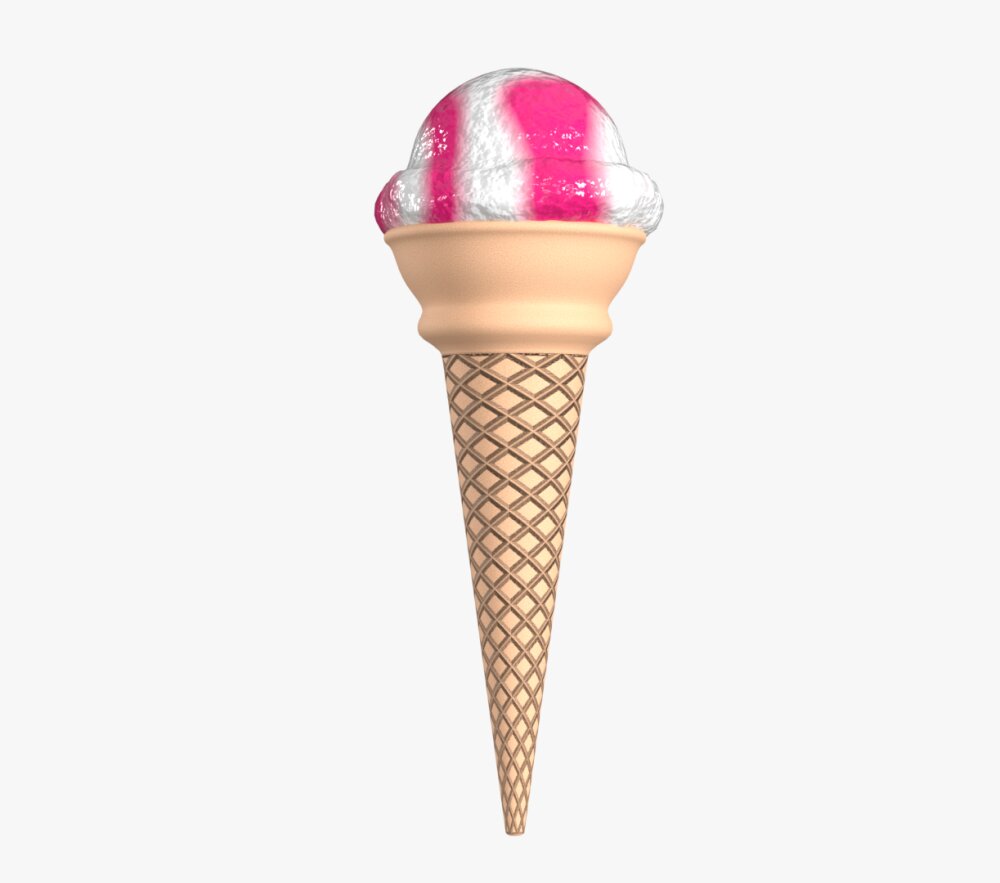 Waffle Cone with Ice Cream PBR 3D model - Download Dessert on 3DModels.org