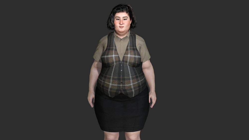 Asian Fat Woman Teacher or Office Worker 3D model - Download Character ...