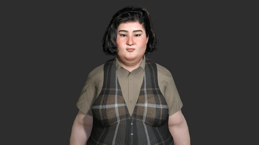 Asian Fat Woman Teacher or Office Worker 3D model - Download Character ...