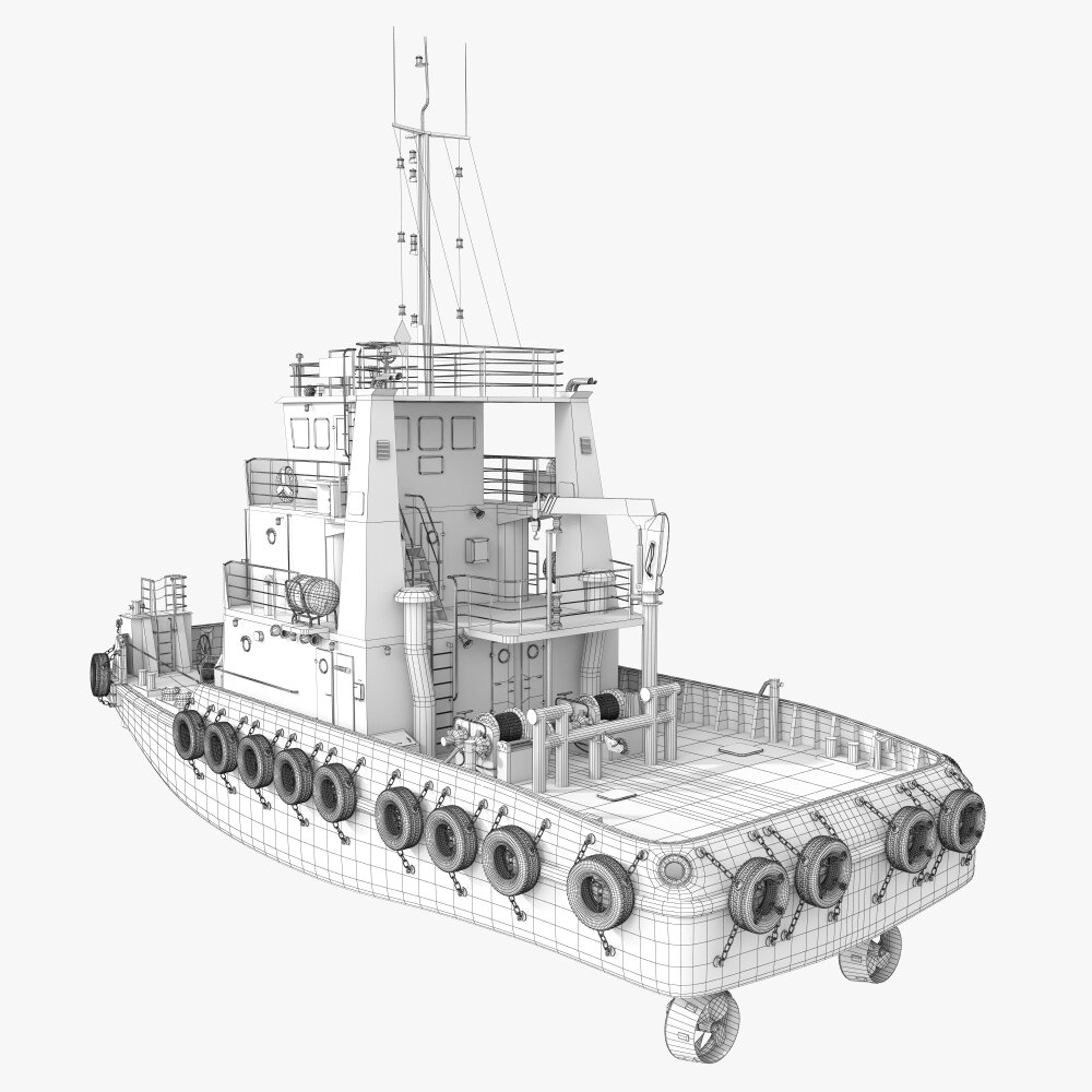Tugboat Towing Ship 3D model - Download Service ship on 3DModels.org