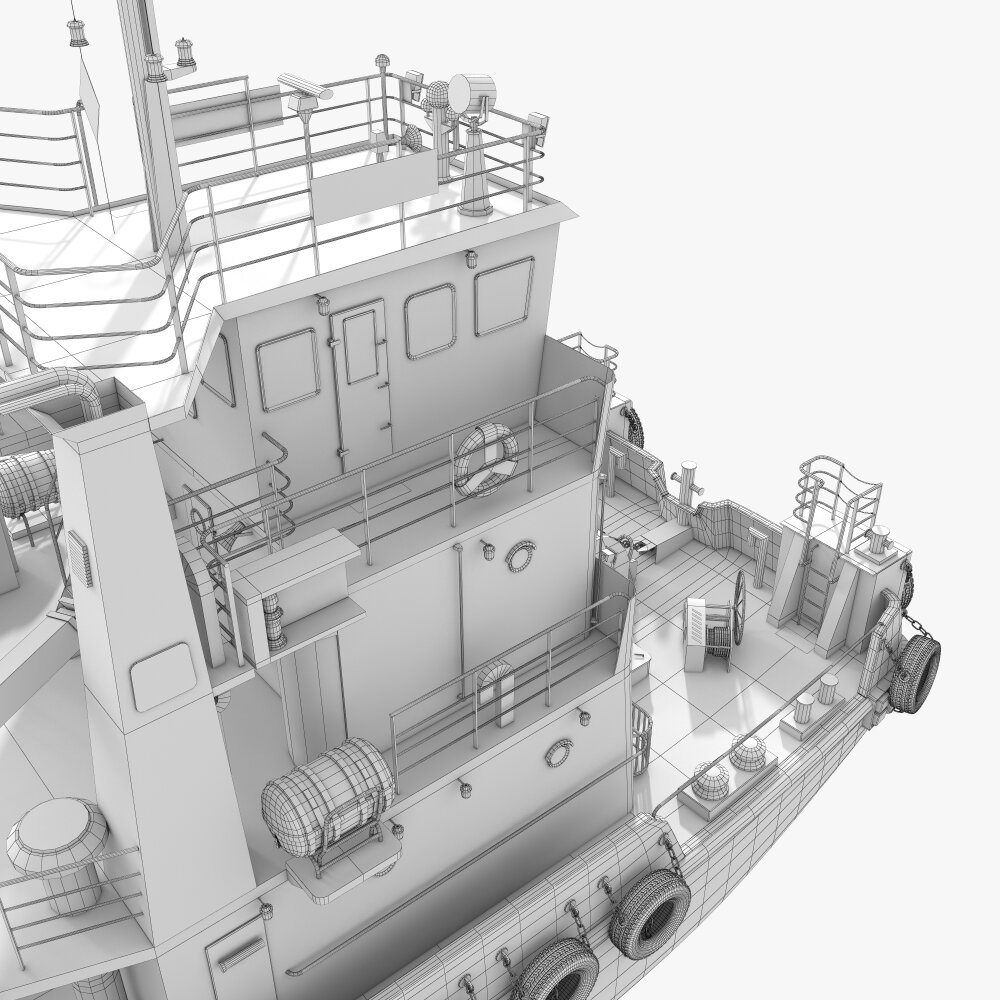 Tugboat Towing Ship 3D model - Download Service ship on 3DModels.org