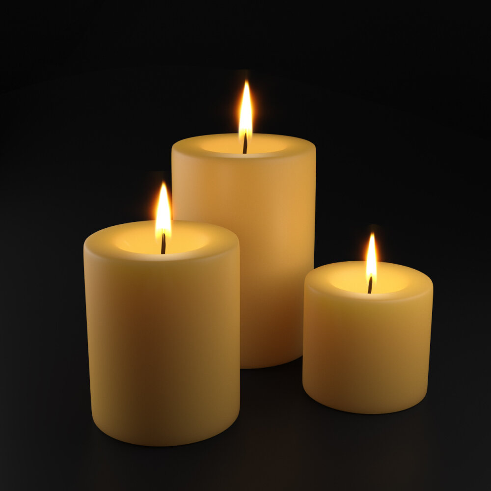 Festive Burning Pillar Candles Low-poly 3D model - Download Decoration ...