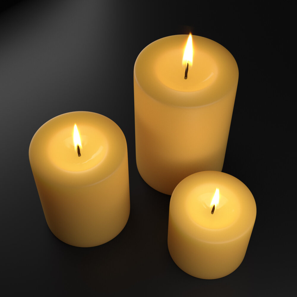 Festive Burning Pillar Candles Low-poly 3D model - Download Decoration ...