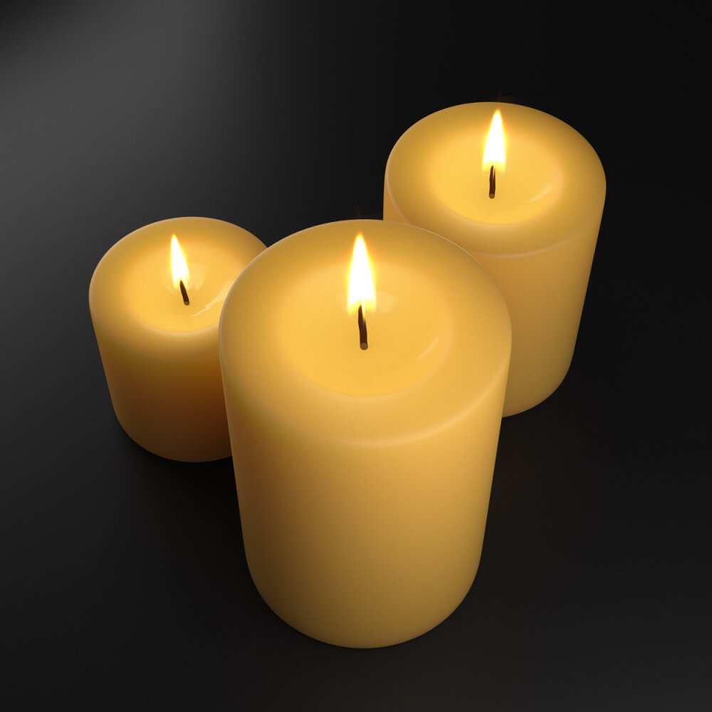 Festive Burning Pillar Candles Low-poly 3D model - Download Decoration ...