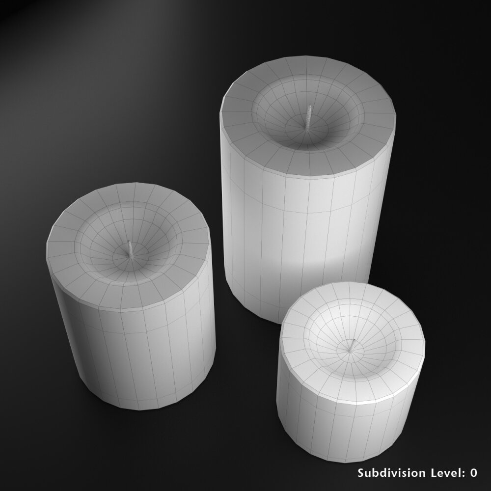 Festive Burning Pillar Candles Low-poly 3D model - Download Decoration ...
