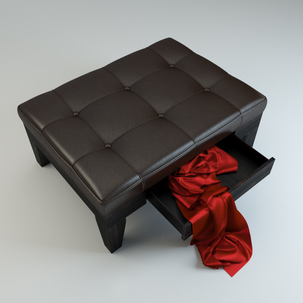 Ottoman with Drawer 3D model - Download Ottoman on 3DModels.org