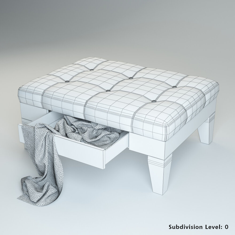 Ottoman with Drawer 3D model - Download Ottoman on 3DModels.org