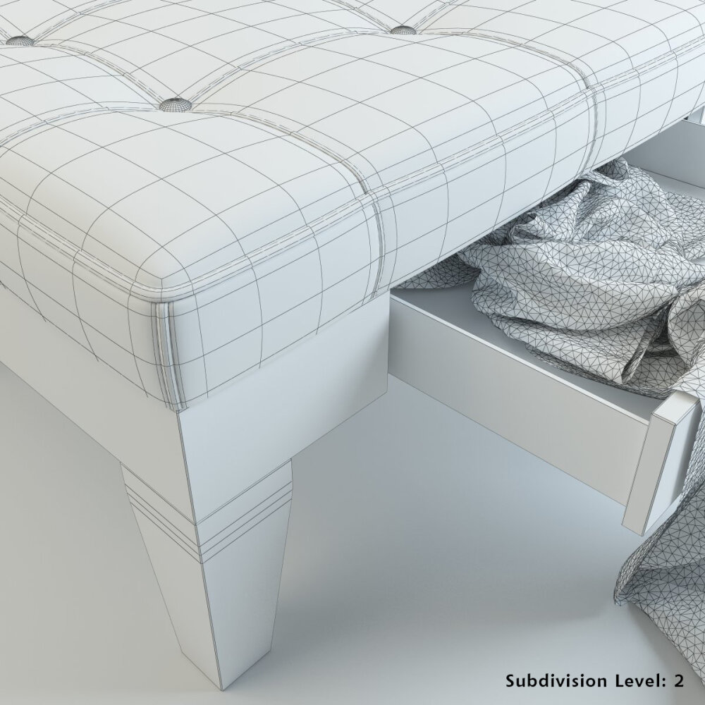 Ottoman with Drawer 3D model - Download Ottoman on 3DModels.org