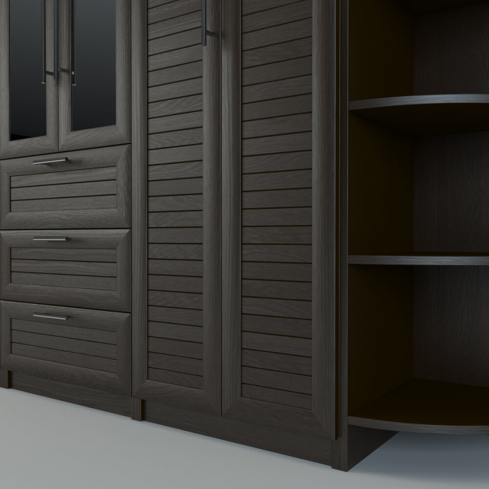 Wardrobe with Side Shelving 3D model - Download Wardrobe on 3DModels.org