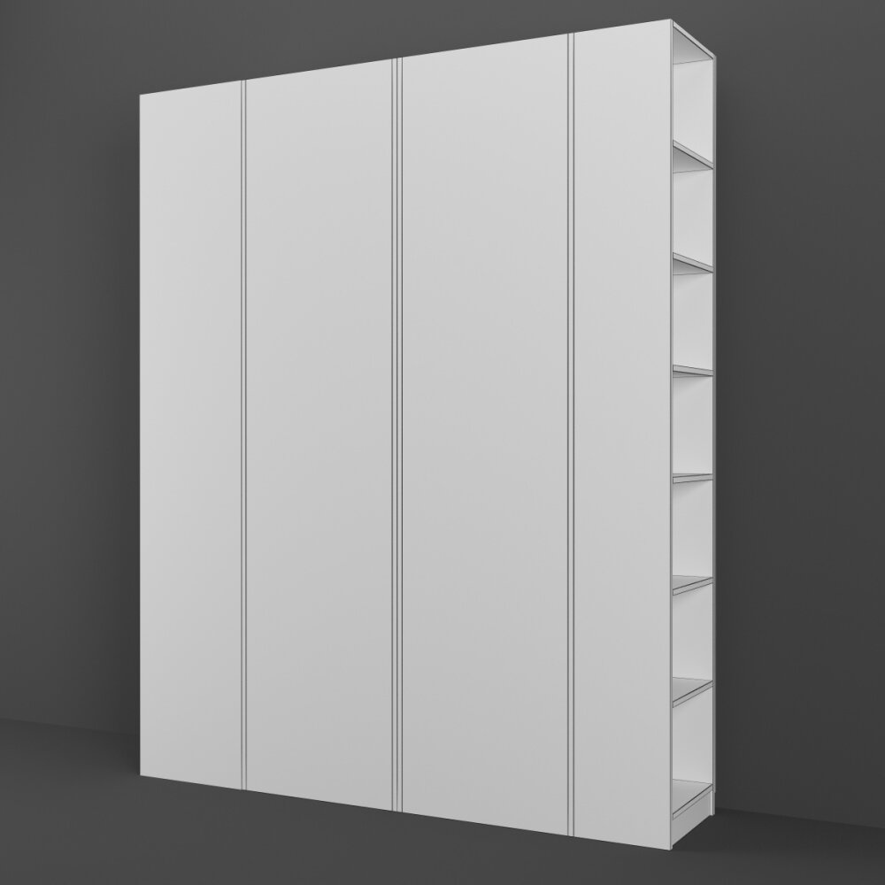 Wardrobe with Side Shelving 3D model - Download Wardrobe on 3DModels.org