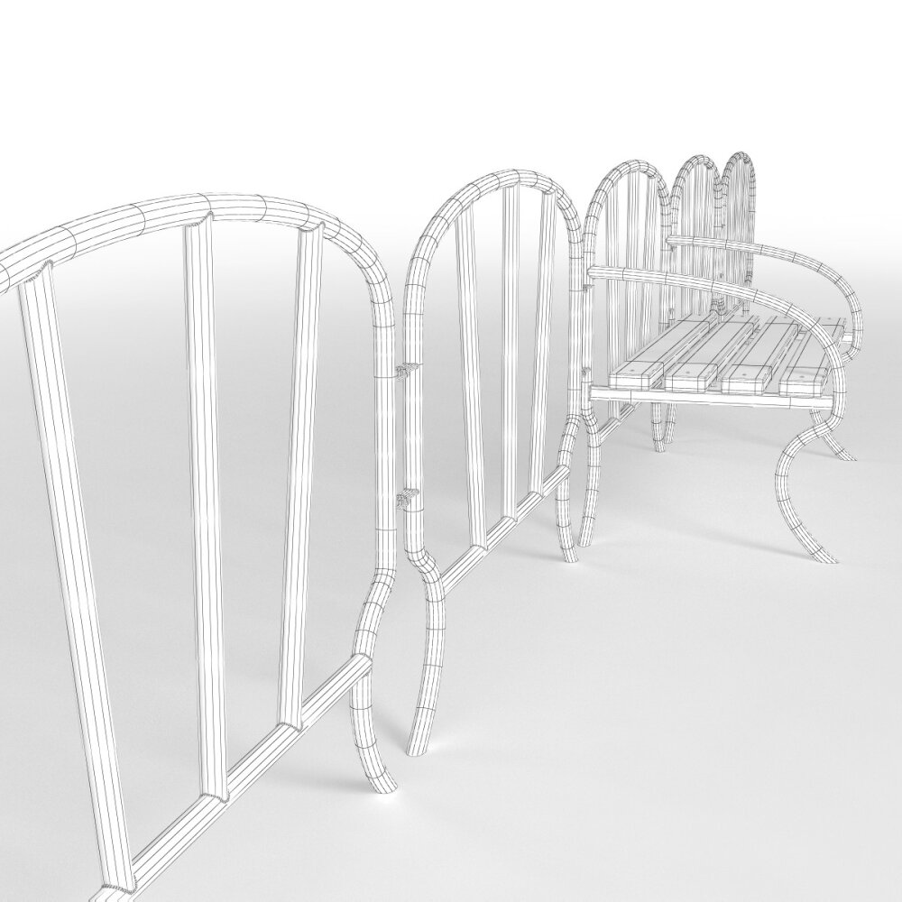 Fence with Bench for Playground 3D model - Download Street elements on ...