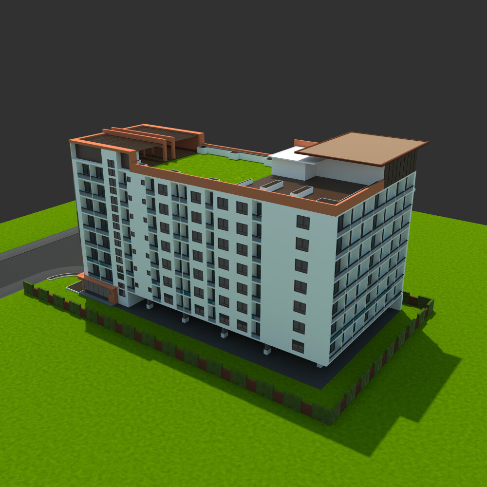 Condominium Apartment Complex with Swimming Pool 3D model - Download ...