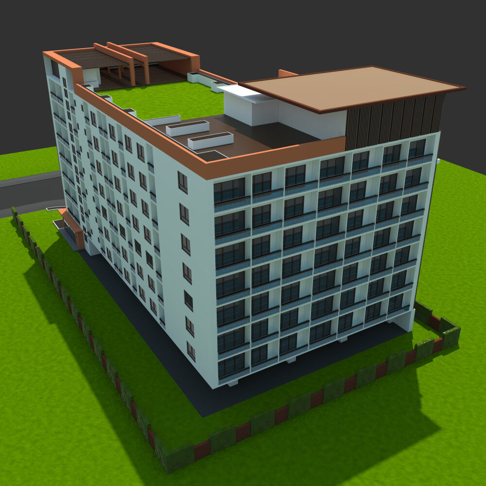 Condominium Apartment Complex with Swimming Pool 3D model - Download ...