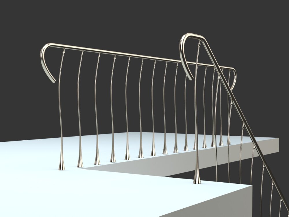Staircase with Metal Handrails 3D model - Download Building components ...