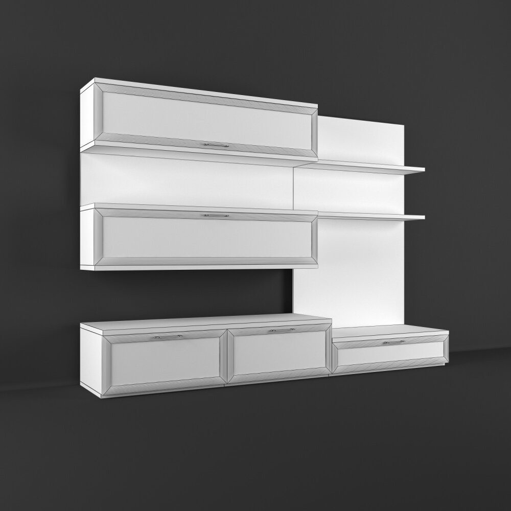 TV Wall Unit with Integrated Shelving System 3D模型 - 下载 Furniture Set on ...