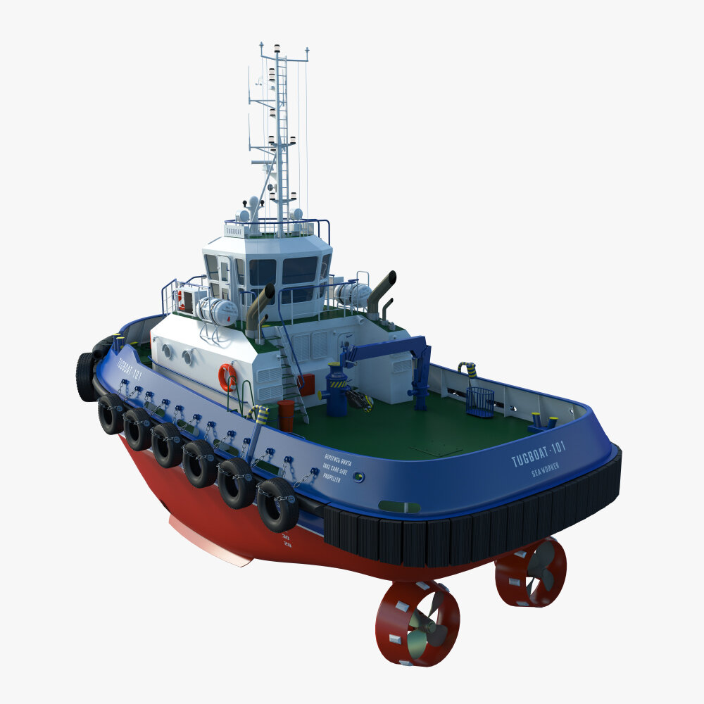 Towing Ship – Detailed 3D model - Download Service ship on 3DModels.org