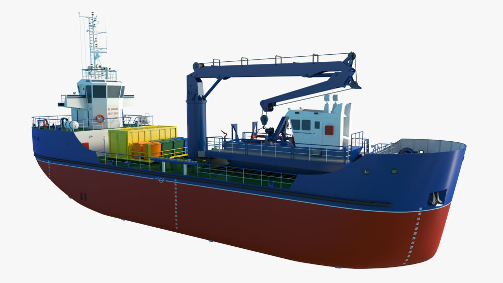 Salvage Cargo Ship with Skimmer Boat 3D model - Download Service ship ...