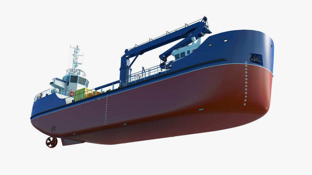 Salvage Cargo Ship with Skimmer Boat 3D model - Download Service ship ...
