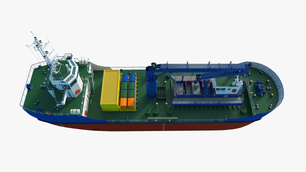 Salvage Cargo Ship with Skimmer Boat 3D model - Download Service ship ...