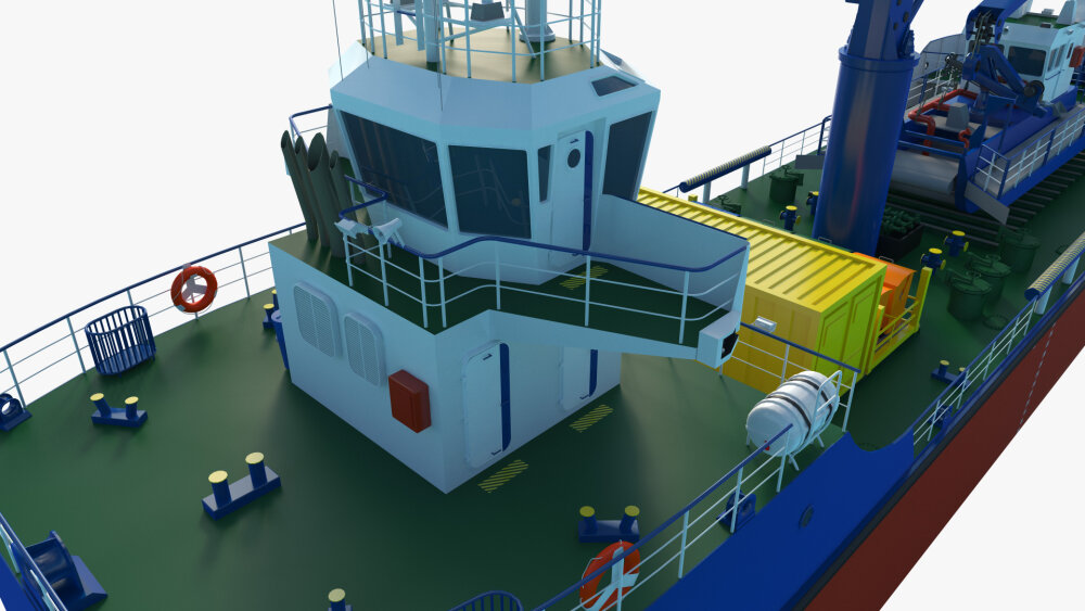 Salvage Cargo Ship with Skimmer Boat 3D model - Download Service ship ...