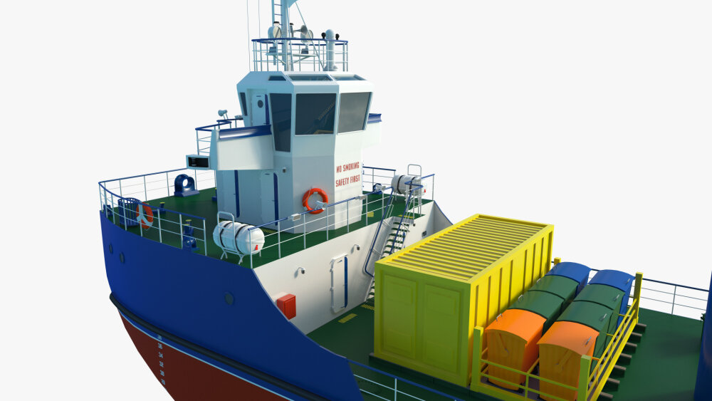 Salvage Cargo Ship with Skimmer Boat 3D 모델 - 다운로드 서비스 선박 on 3DModels.org